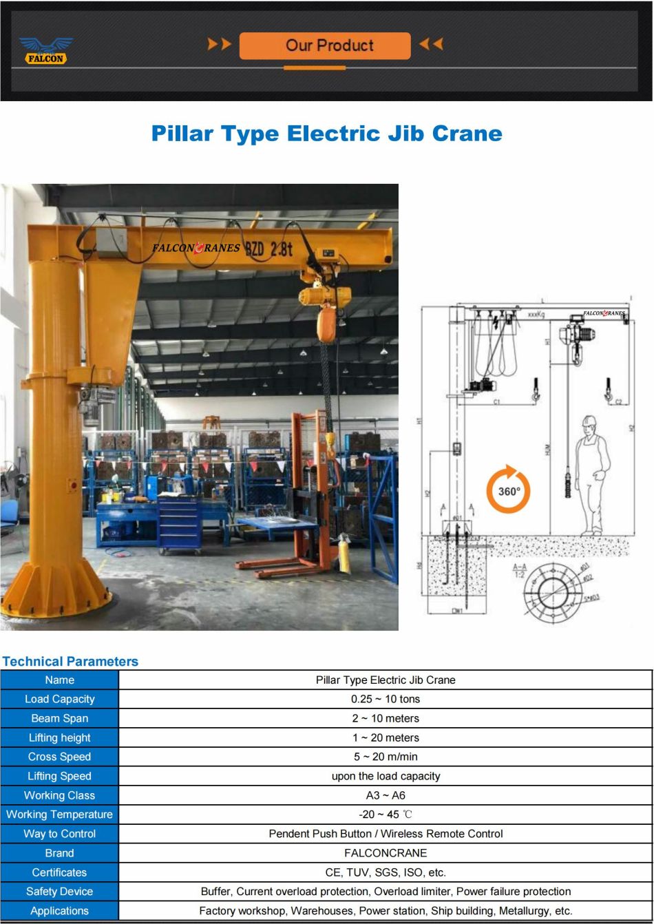 Pillar electric Jib crane